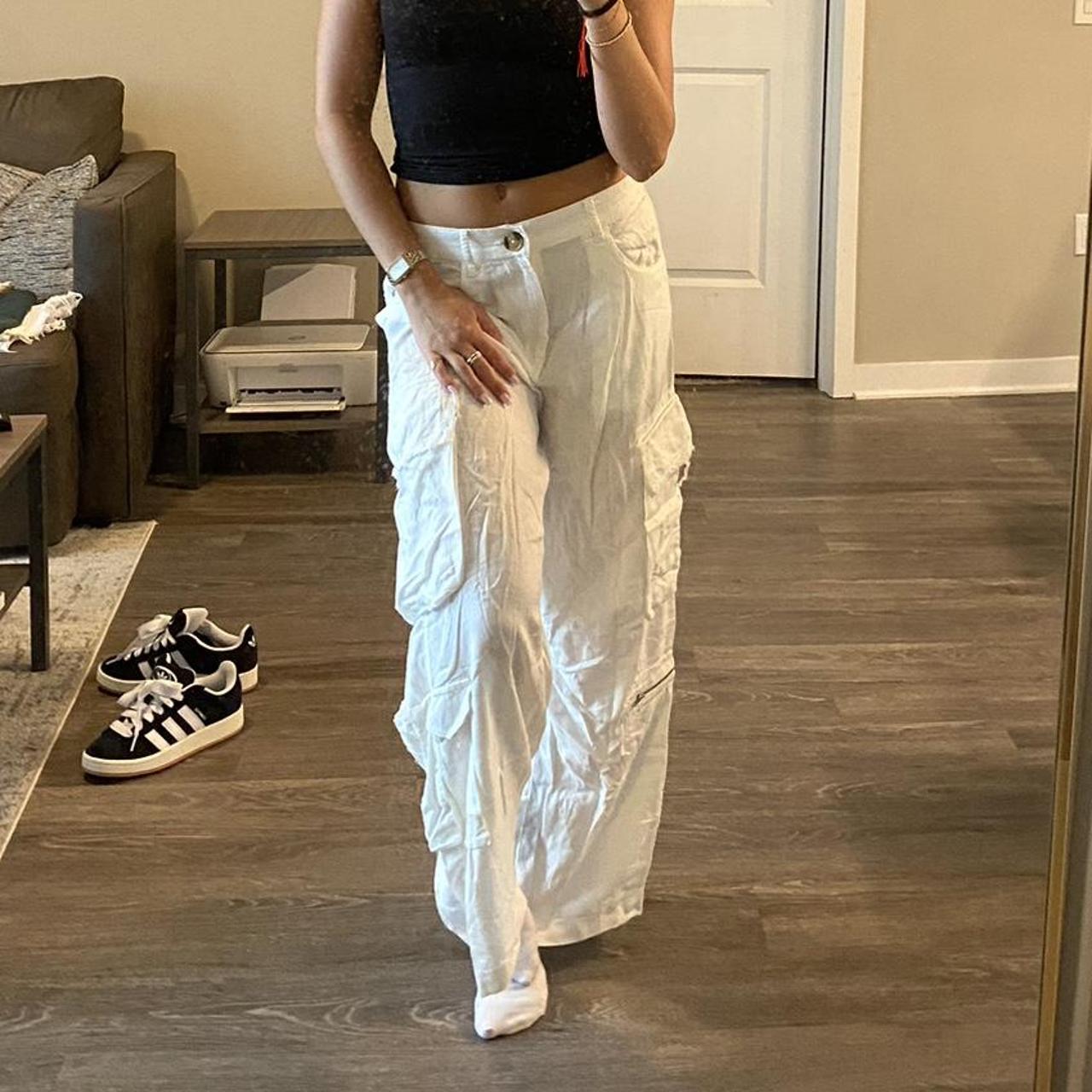 White flowy pants from Urban Outfitters Mid to low... - Depop