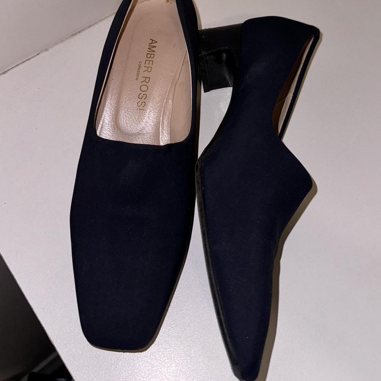 Super cute vintage navy Amber Rossi block heel... | Depop