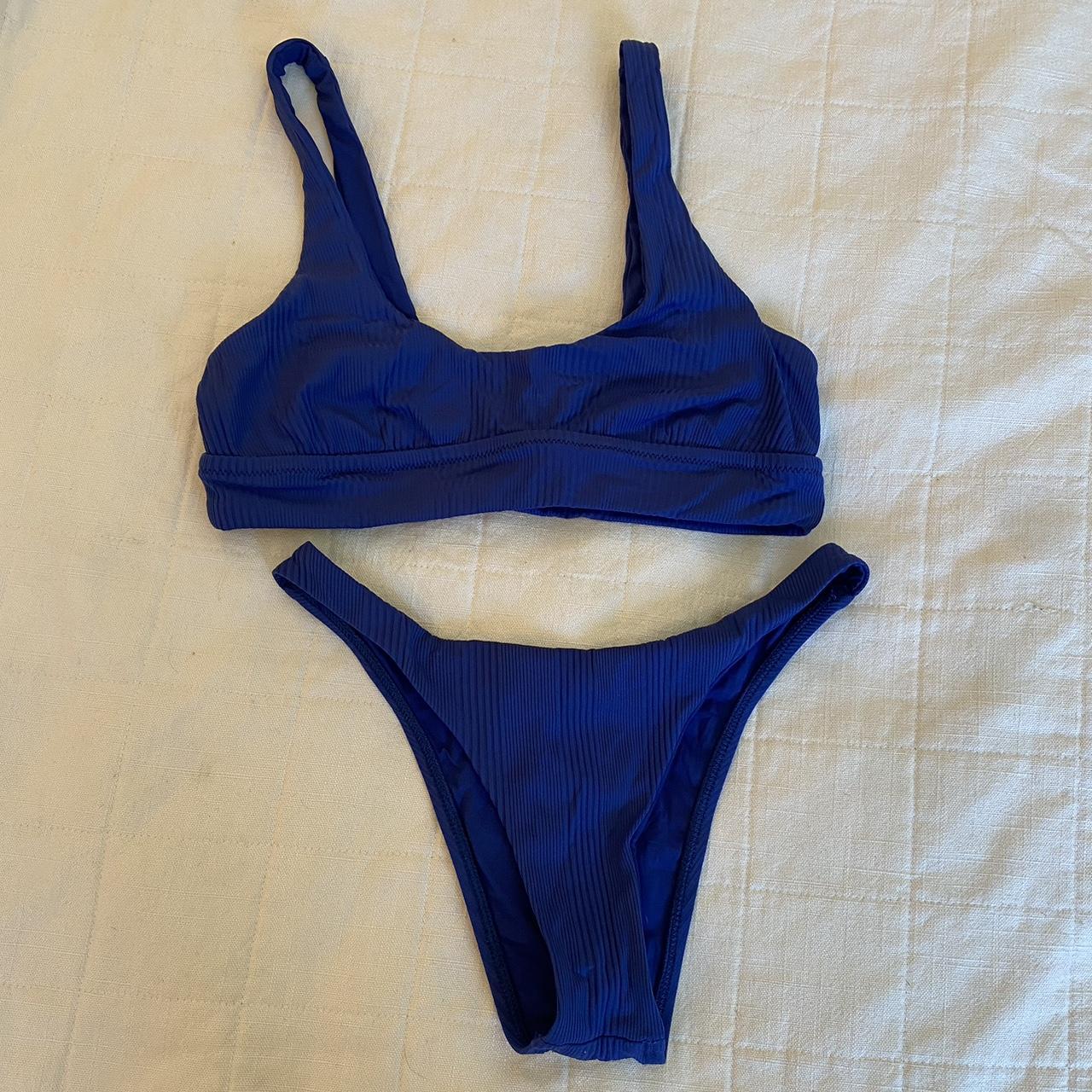 Vitamin A Blue Swim Top is size Small Bottom is... - Depop