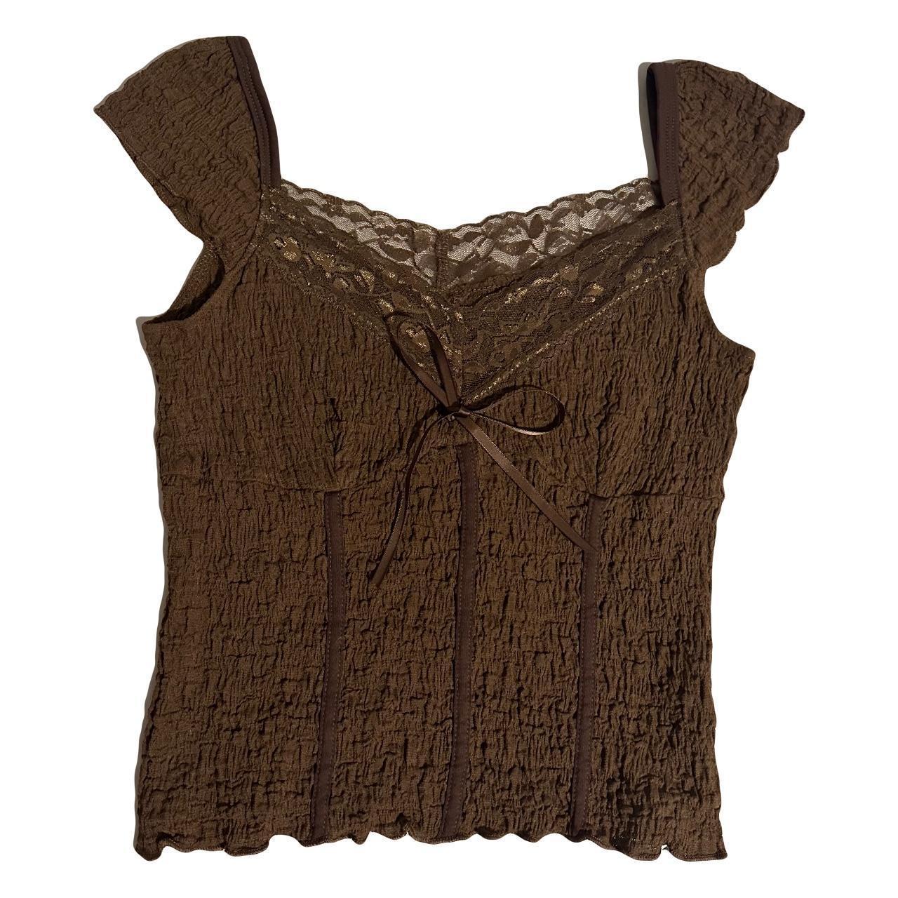 Selling for price I purchased Brown Lacy y2k style... - Depop