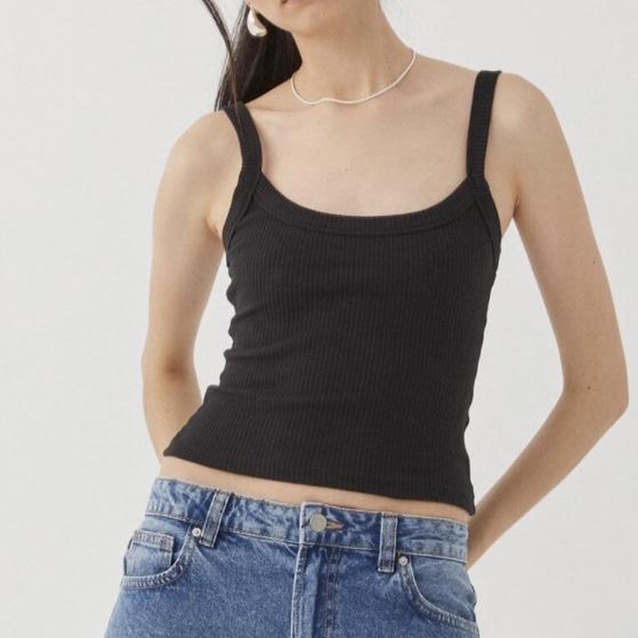 Black ribbed supré singlet Size -XS - Depop