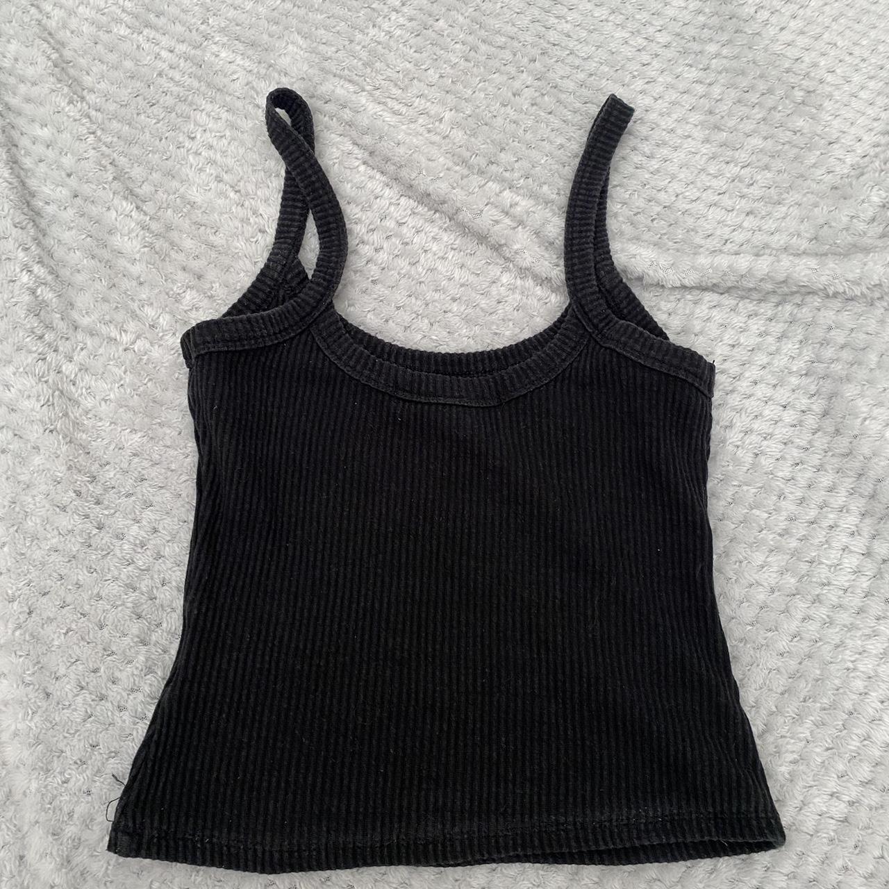 Black ribbed supré singlet Size -XS - Depop