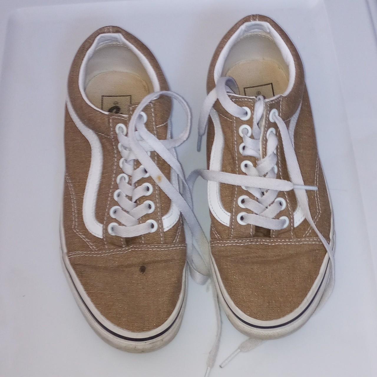 Golden Tan Beige Vans Used with light wear, still in... - Depop