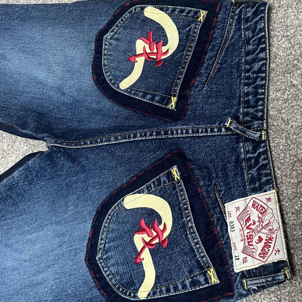 rare evisu low rise bootcut jeans Waist 28 Super... - Depop