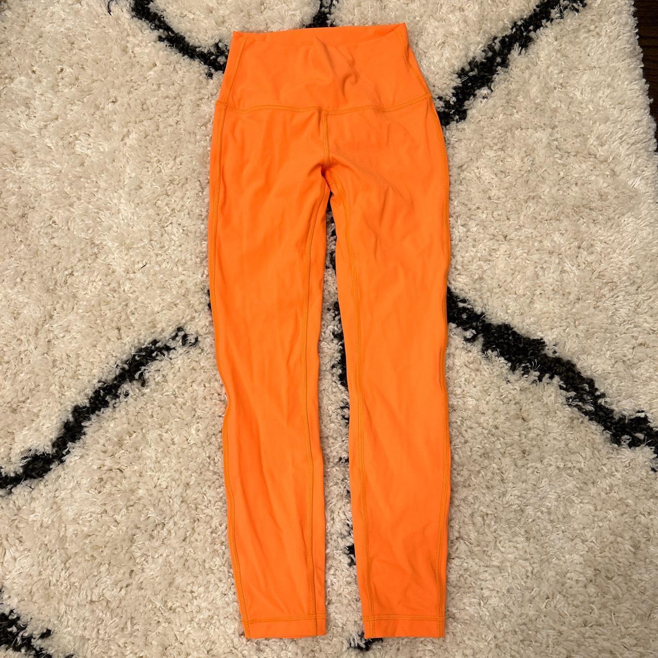 neon orange lululemon leggings - brand new - great... - Depop