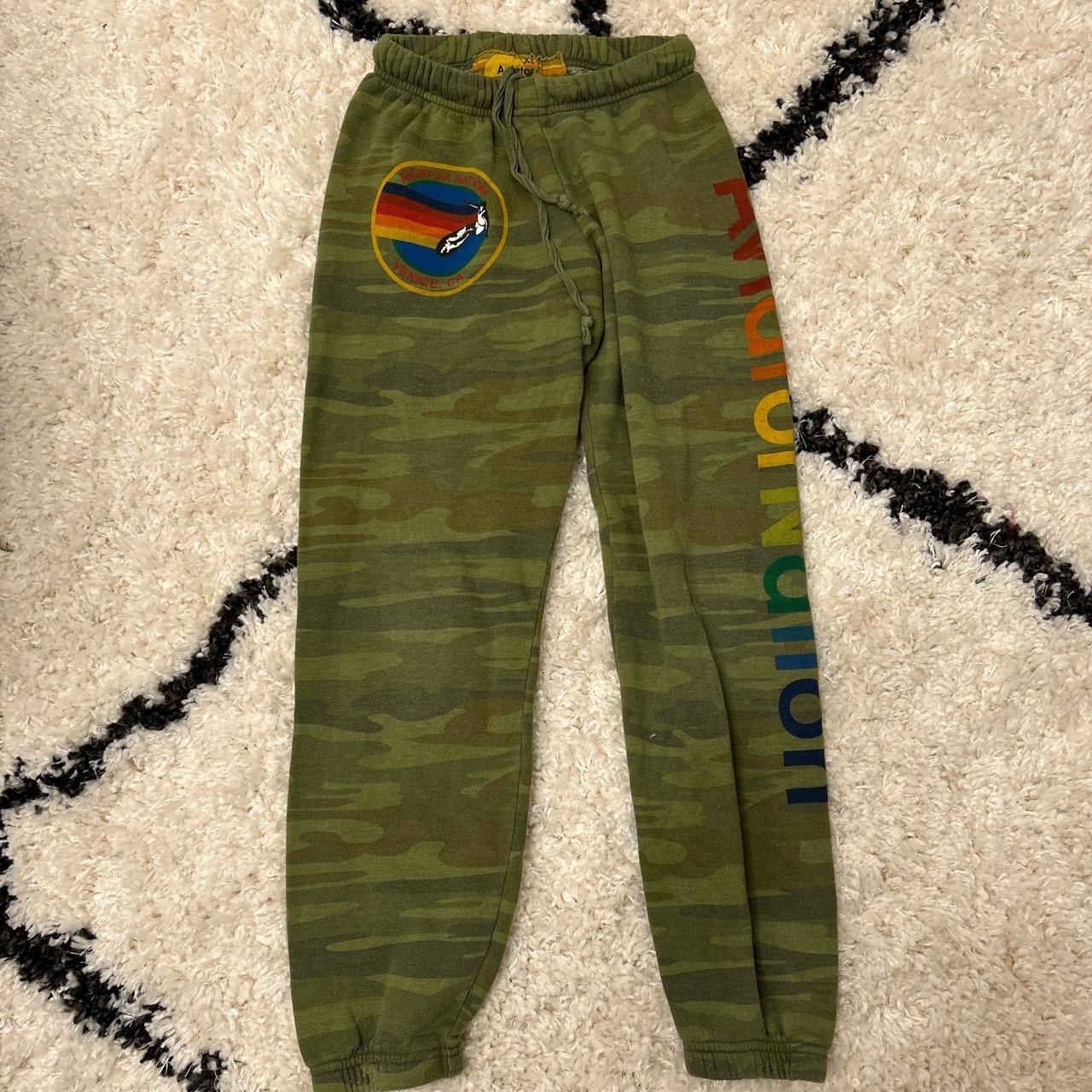 camo aviator nation logo sweatpants - Depop