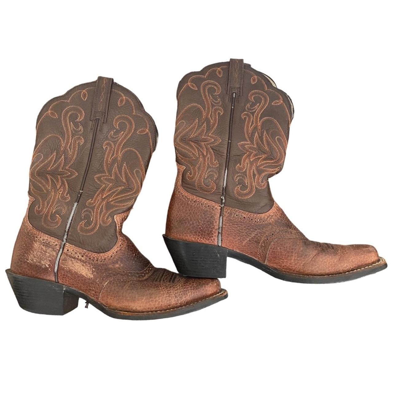 Brown western cowboy cowgirl boots in pretty good... - Depop