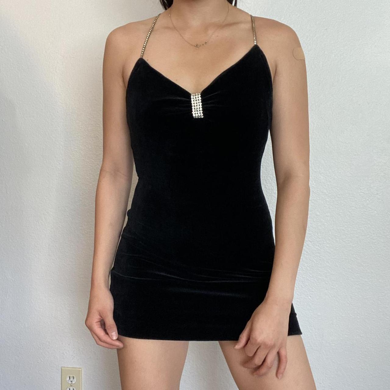 Stunning Elegant Mini Black Diamond Dress Velvet... - Depop