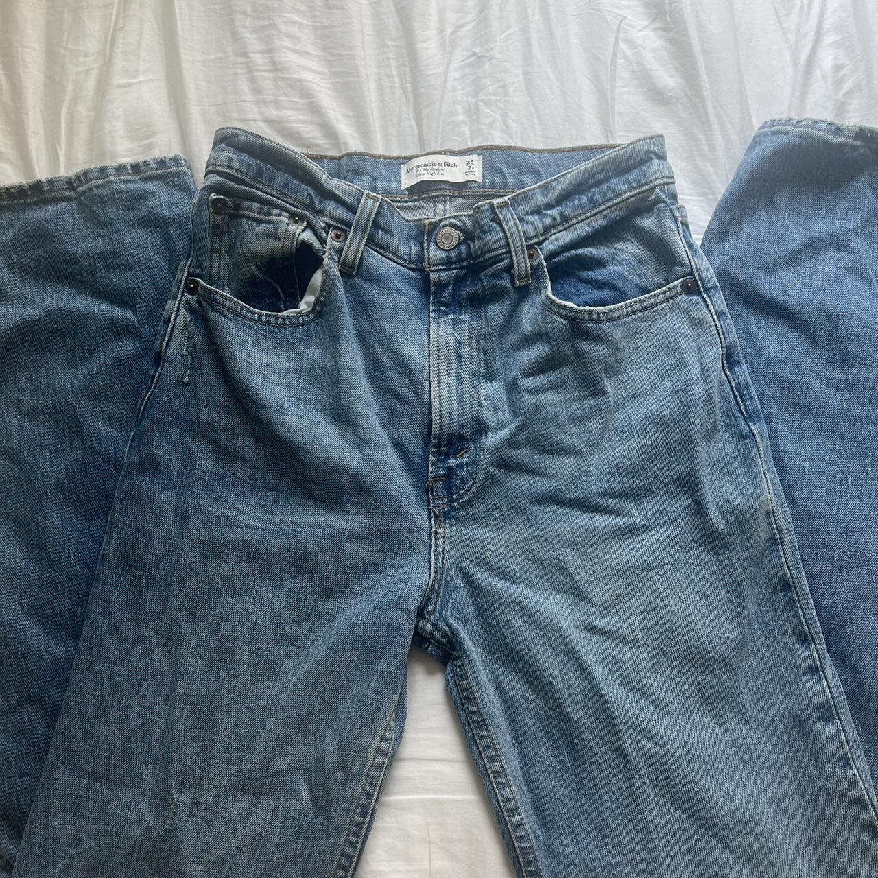 Abercrombie the 90s straight ultra high rise jeans,... - Depop