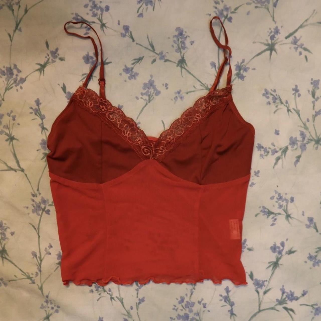 Red lace cami top #y2kfashion - Depop