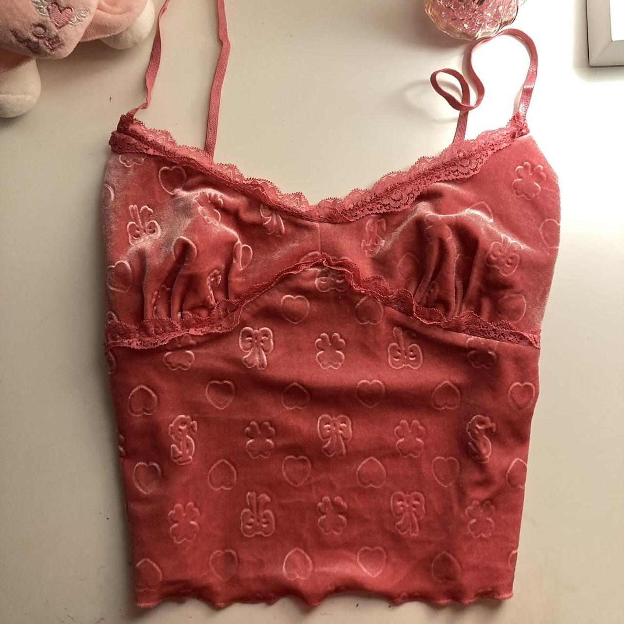 vintage velour/velvet deep rose pink lingerie... - Depop