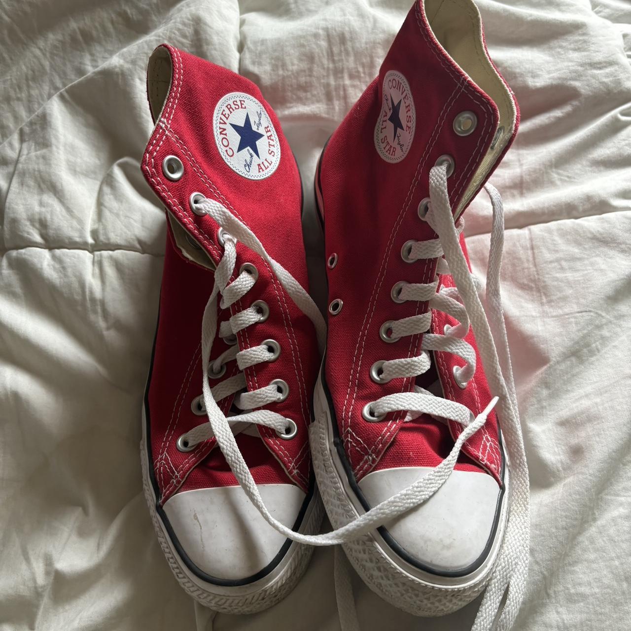 red high top converse, so cute and versatile - Depop