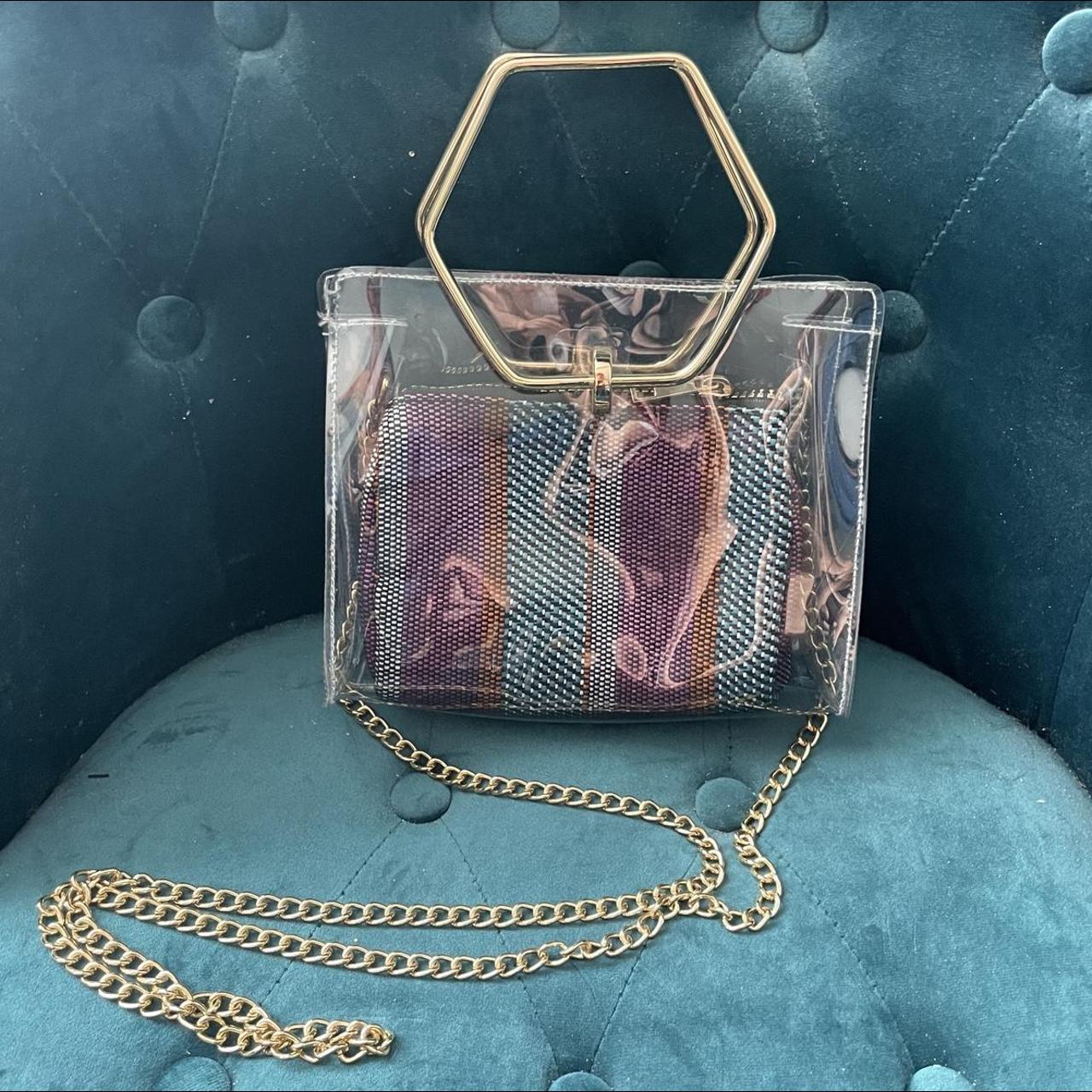 Primark clear vinyl bag with zipped interior pouch.... - Depop