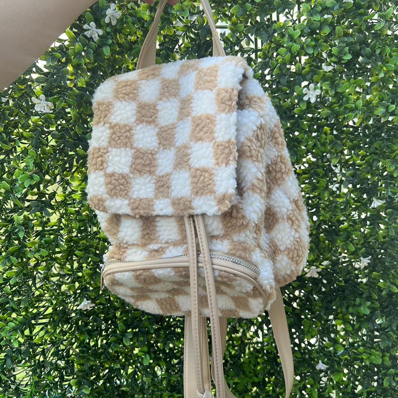 🌸 Wild Fable 🌸 mini fluffy checkered backpack!!... - Depop
