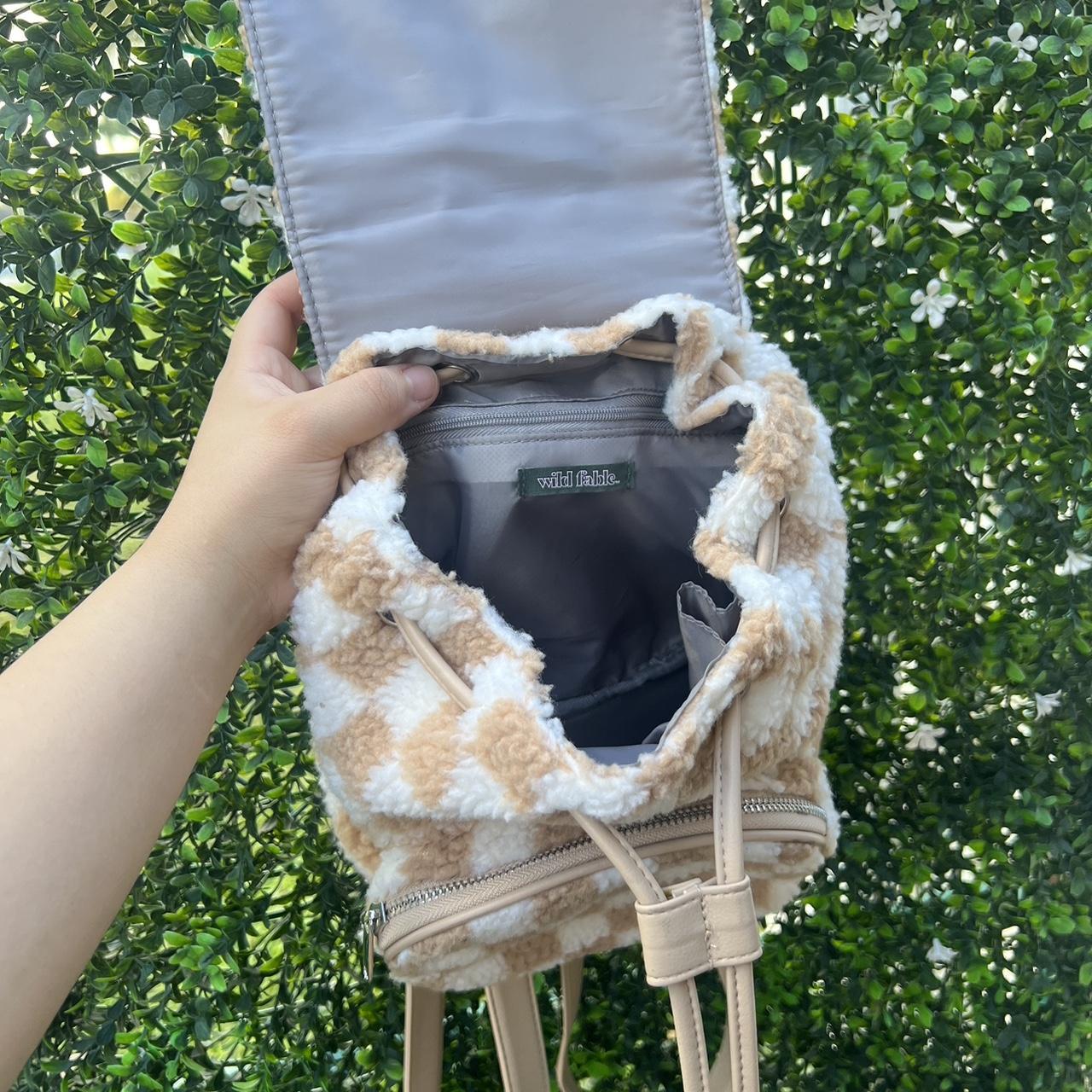 🌸 Wild Fable 🌸 mini fluffy checkered backpack!!... - Depop