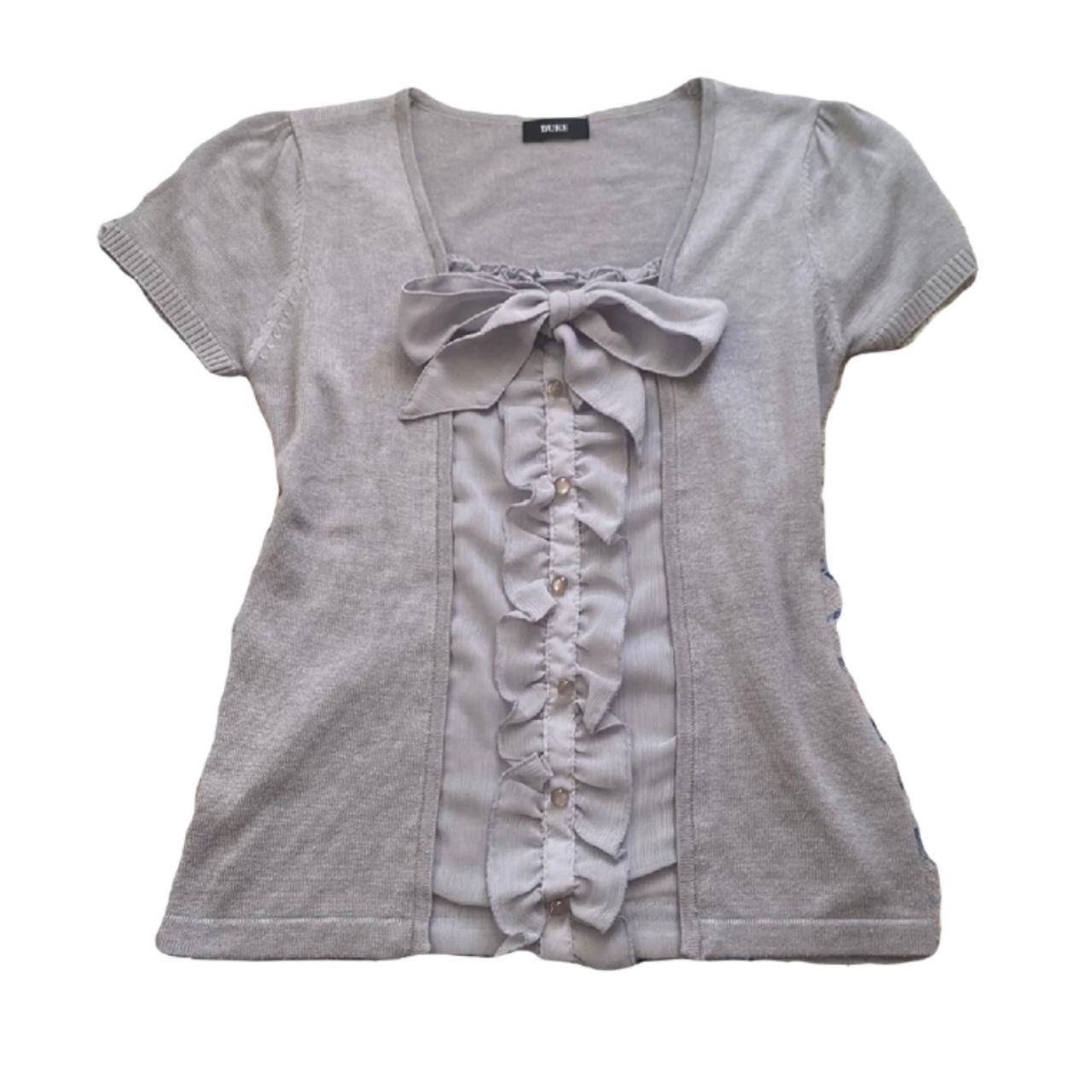 adorable light gray blouse with ornamental buttons,... - Depop