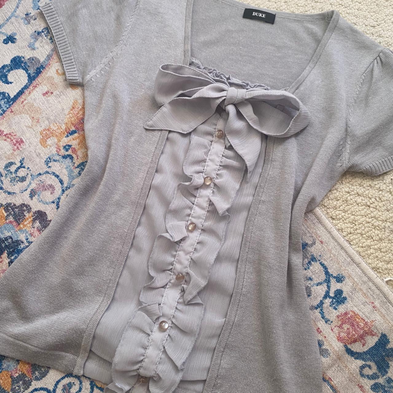 adorable light gray blouse with ornamental buttons,... - Depop