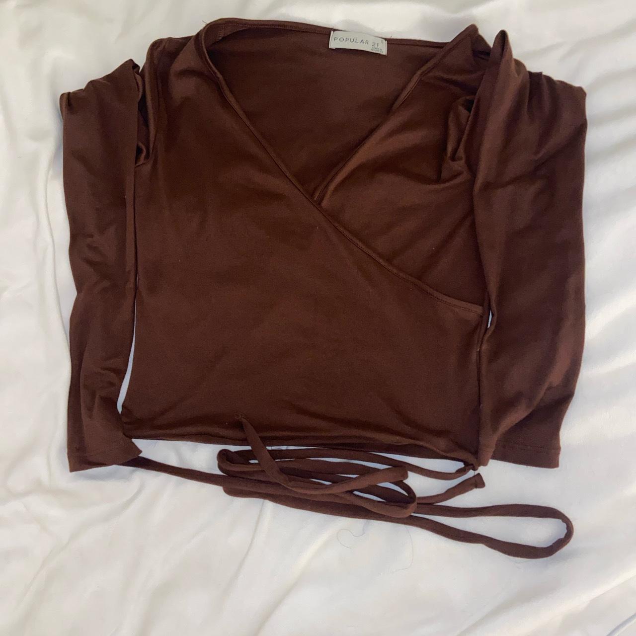 Cross over shirt with waist ties Size:S Color:... - Depop