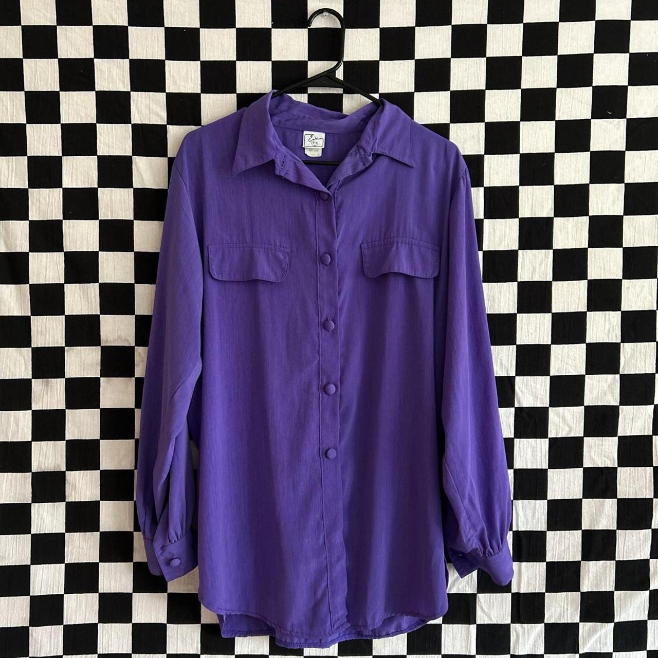 vintage 11/12 purple button up - Depop