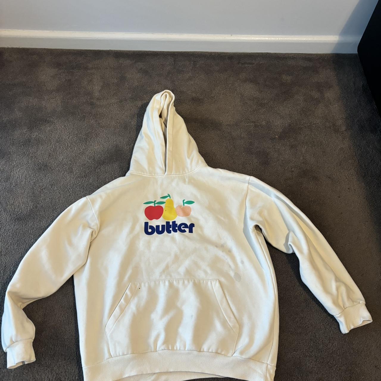 BUTTER HOODIE MENS SIZE L - Selling due to stains... - Depop