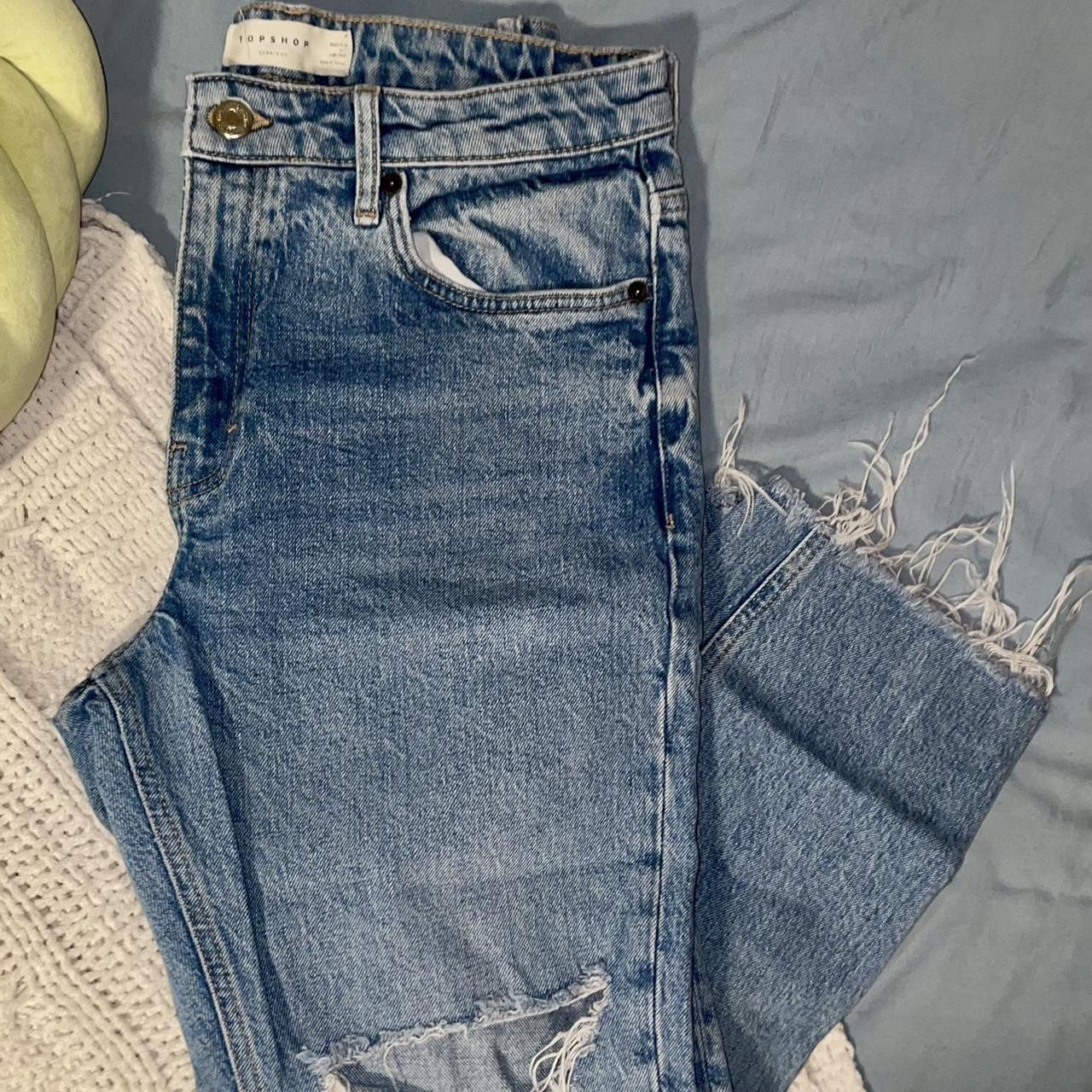 Topshop Ripped Straight Leg Jeans Size: W30 L32 Fits... - Depop