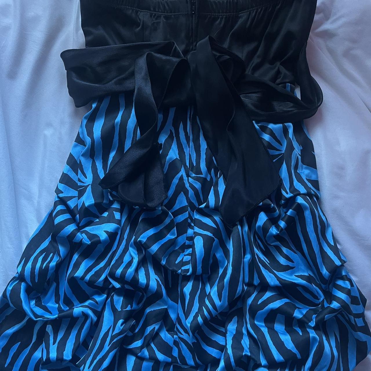Ruby Rox black and blue Zebra print frilled dress... - Depop