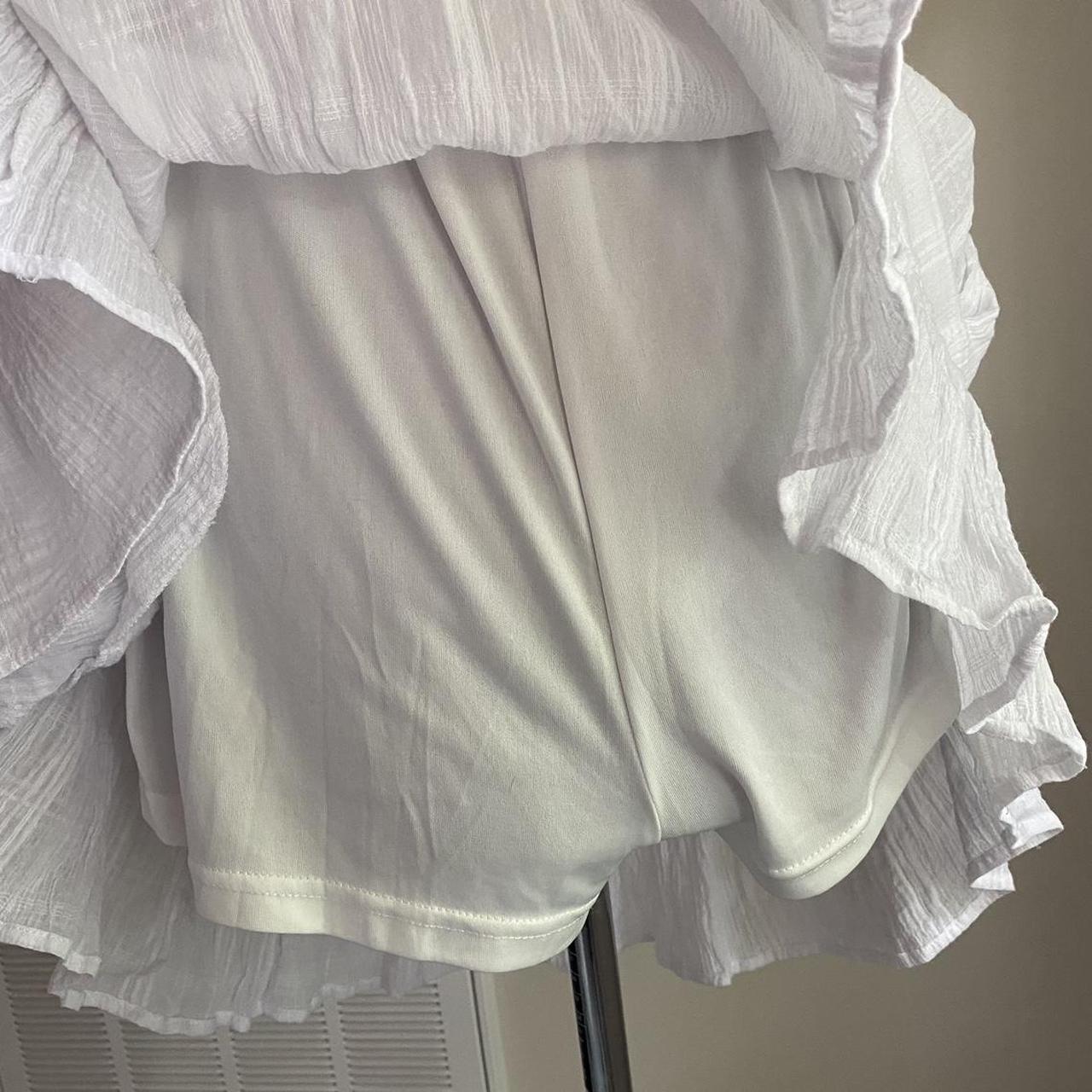 cottage core mini dress built in shorts no tag bow... - Depop