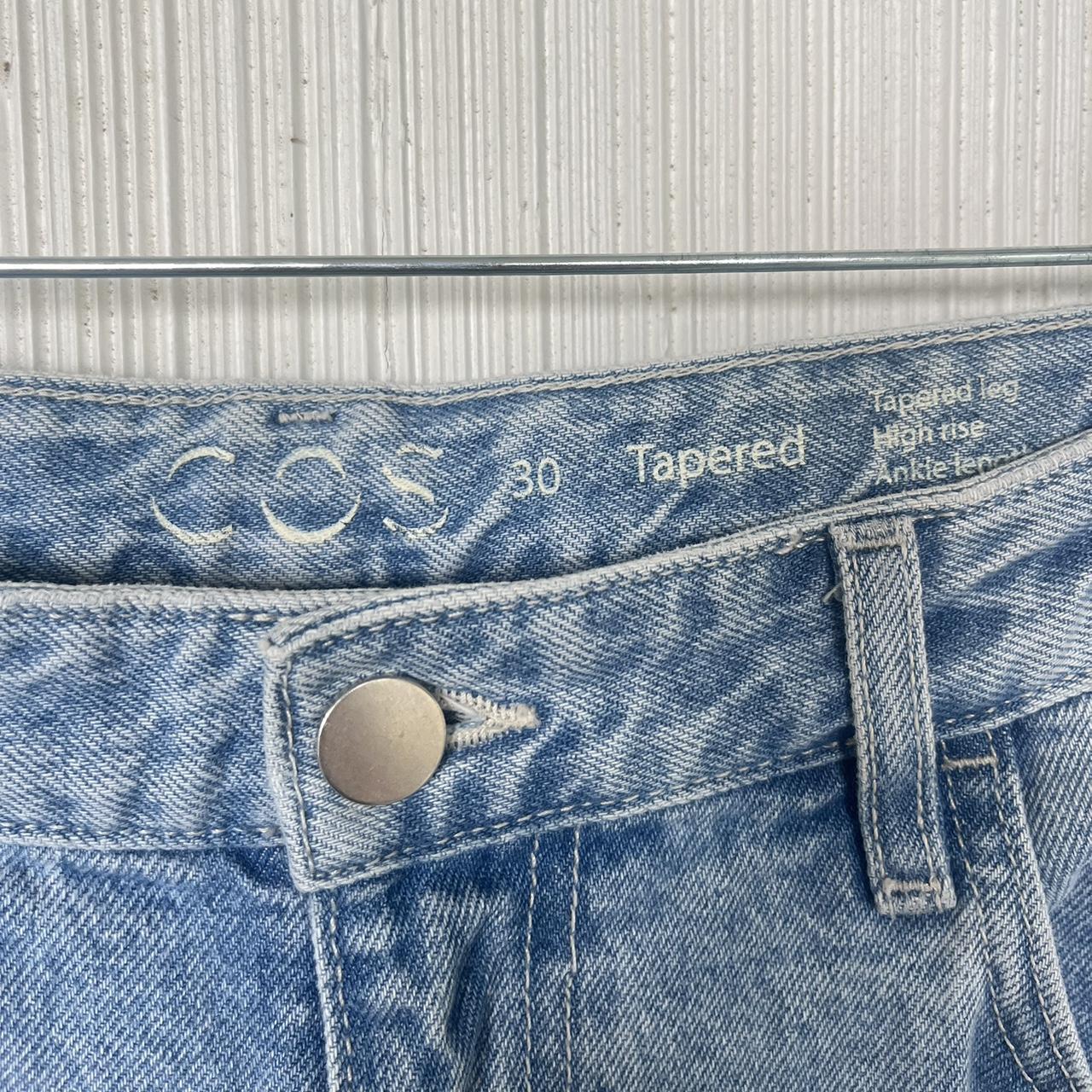 COS Tapered leg high rise ankle length Light denim... - Depop