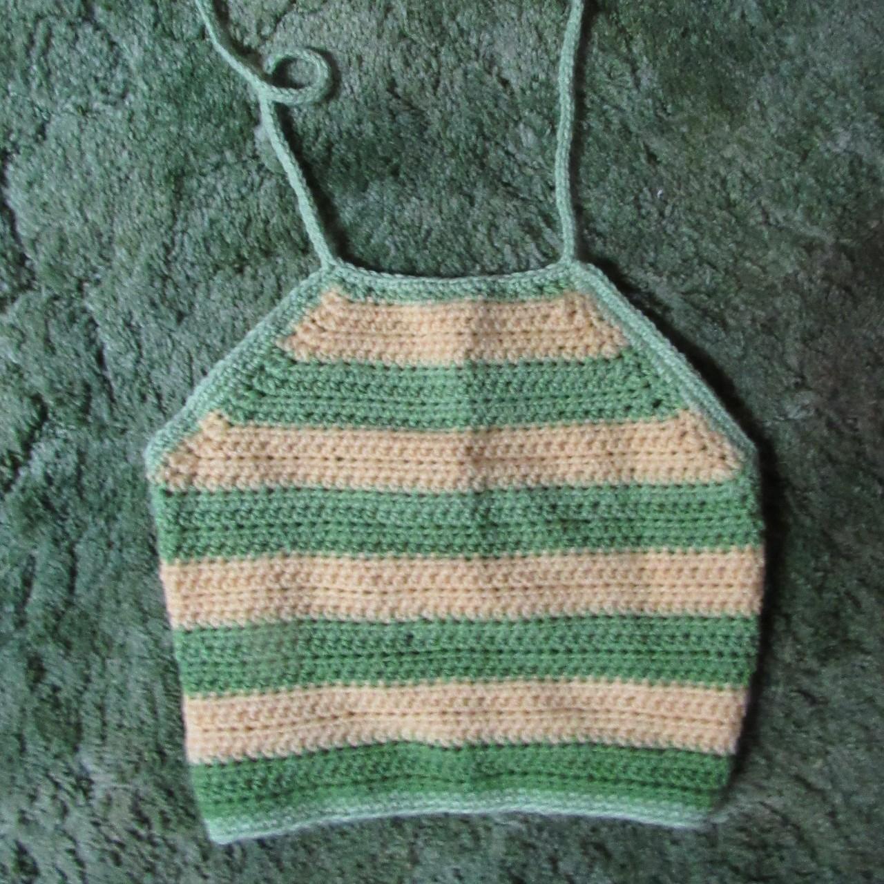 Crochet halter top Striped Green and yellow halter... - Depop