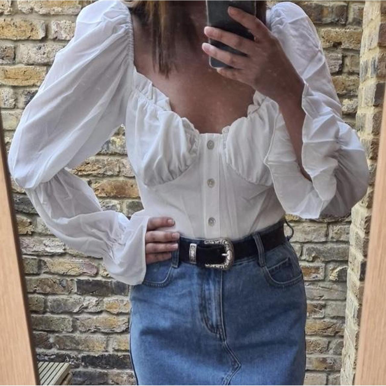 Princess Polly puff sleeve white milkmaid longline... - Depop