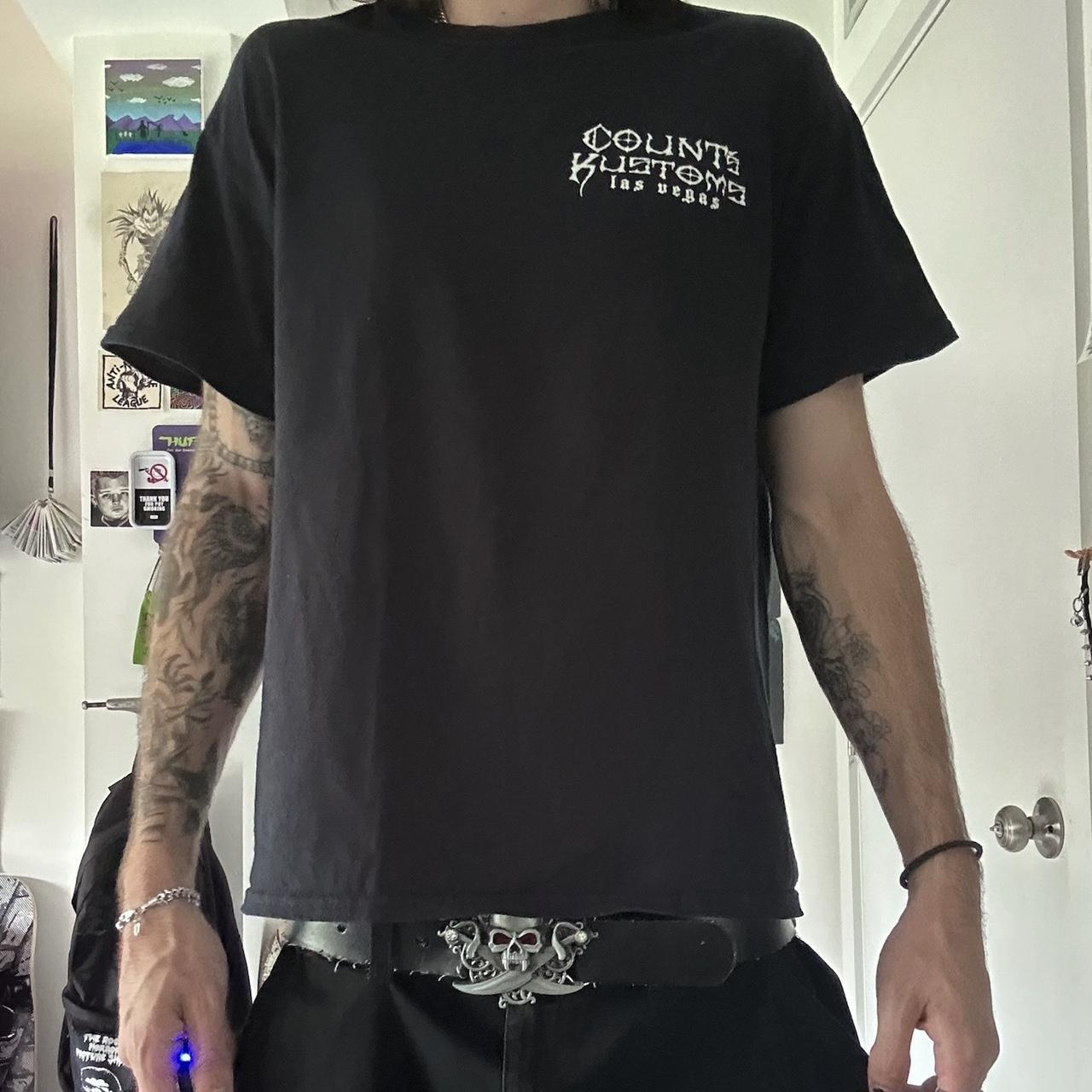 Counts Kustoms car shop tee with fire cross design... - Depop