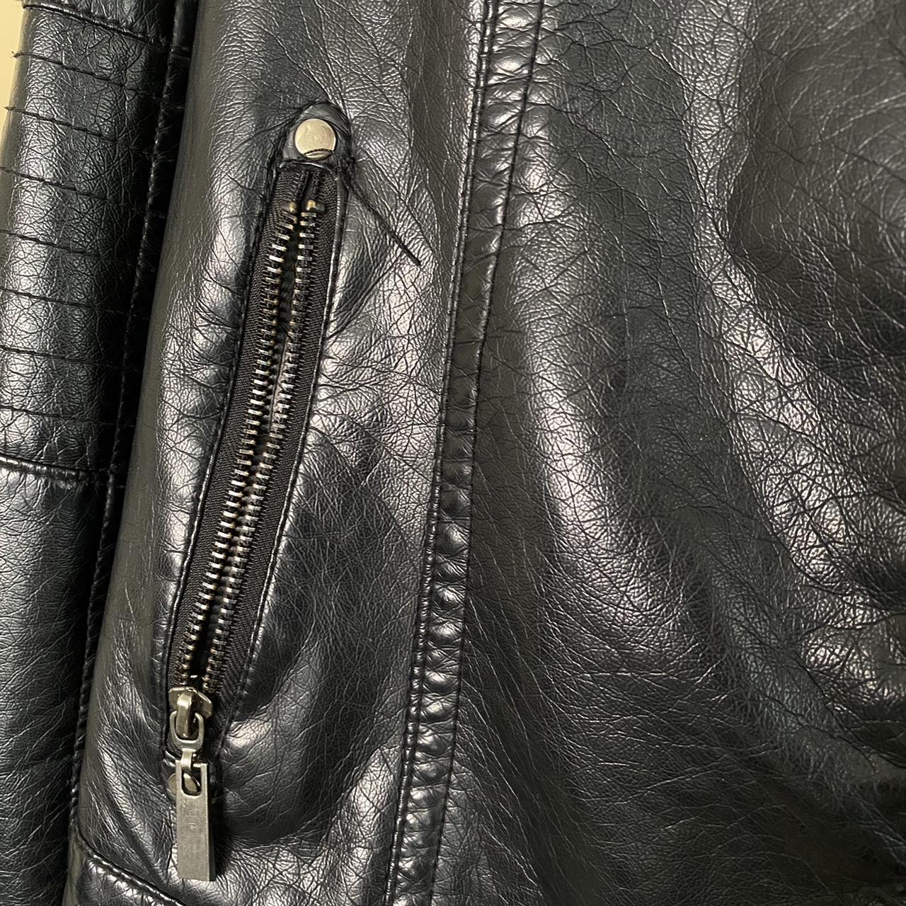 Vintage J2 black leather jacket Ribbed sleeve... - Depop