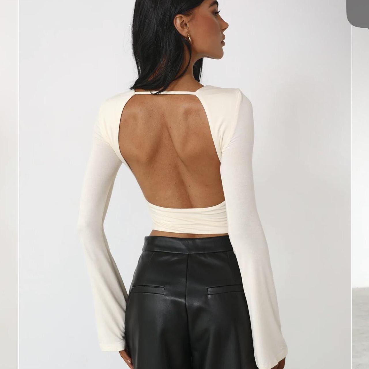 danika long sleeve crop top in the color cream BRAND... - Depop