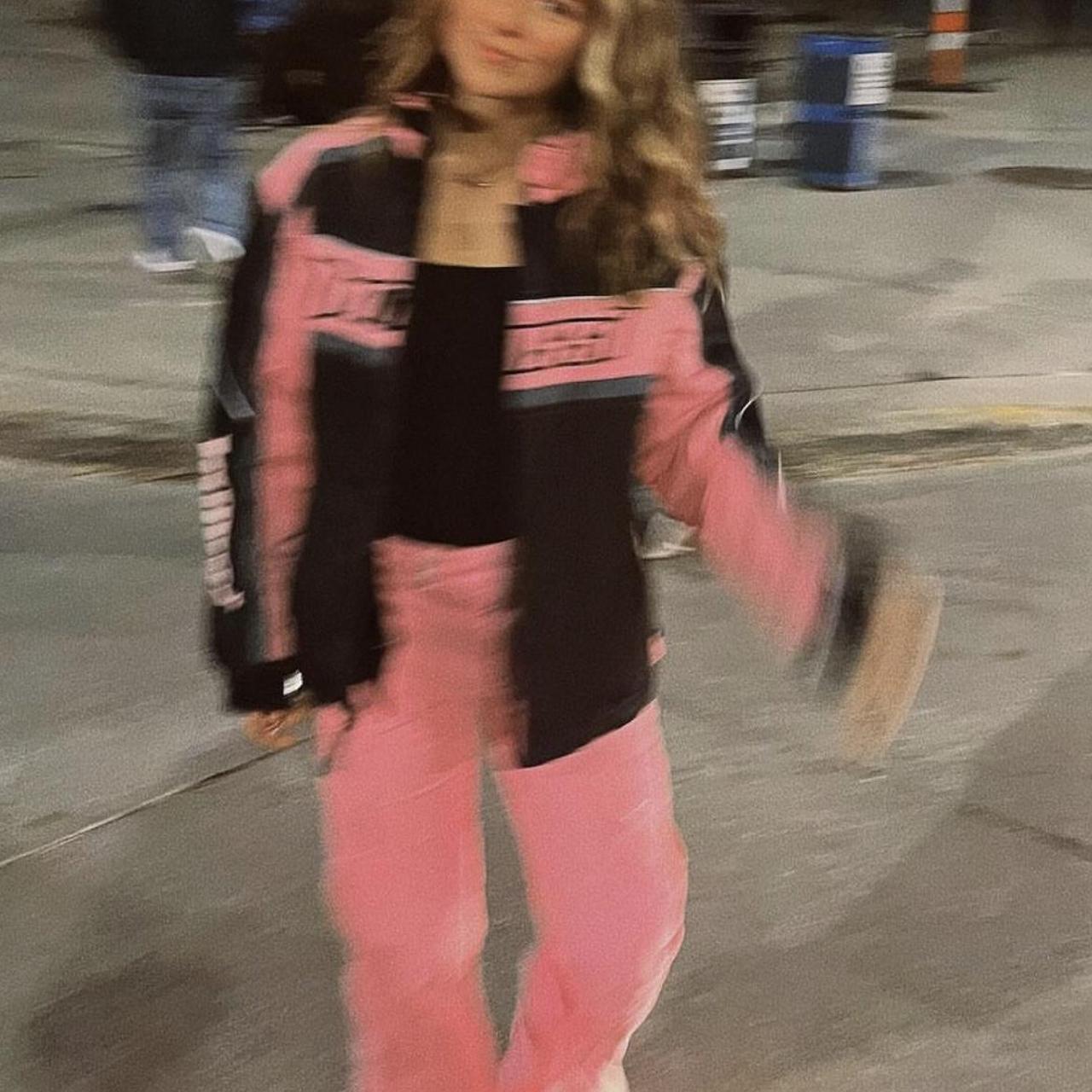 PINK AND BLACK MOSSI AUTHENTIC OVERSIZED RACING MOTO... - Depop