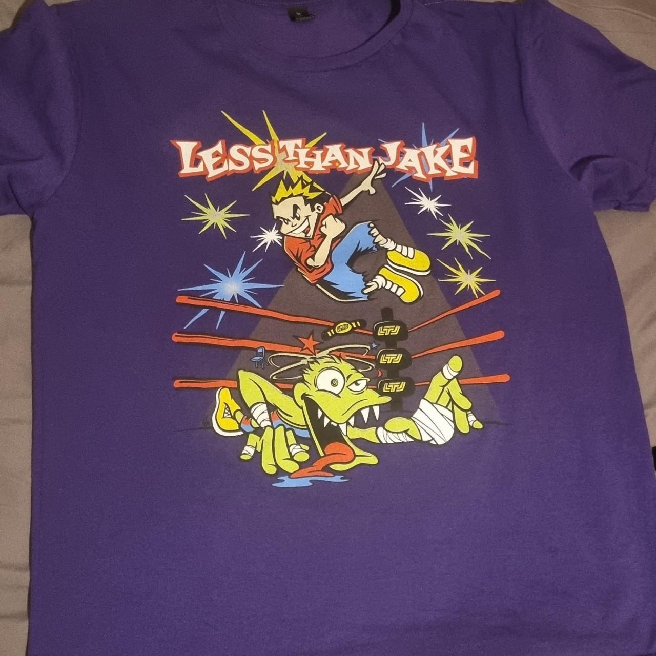 Purple Less Than Jake shirt on gildan softstyle size... | Depop