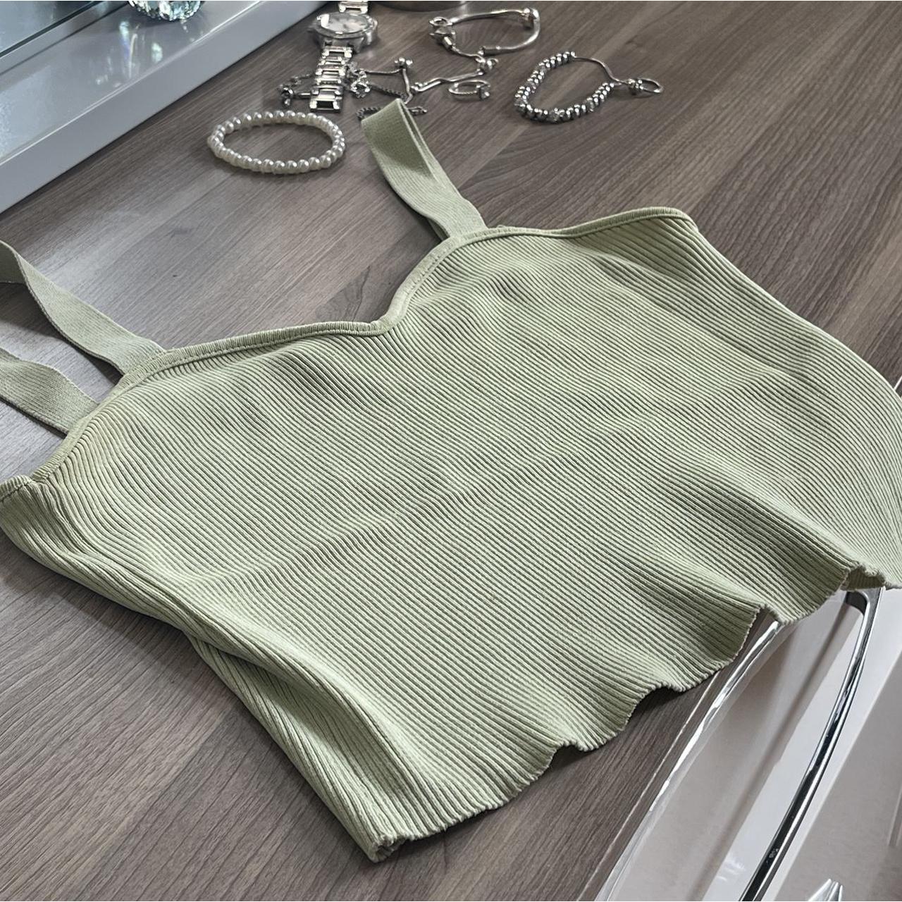 light green top with sweetheart neckline🌿 size small☘️ - Depop