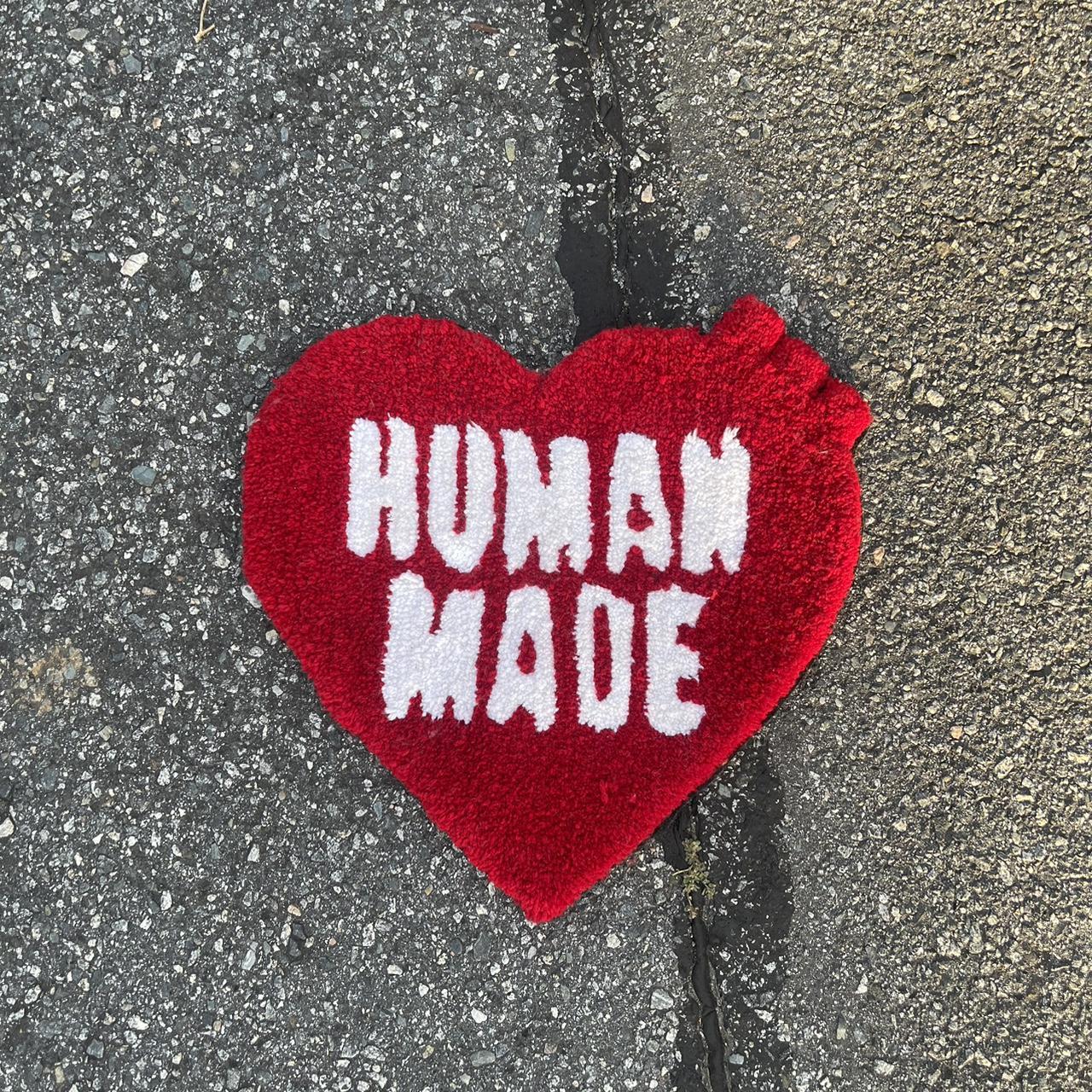 Red and white Human Made heart rug - Depop