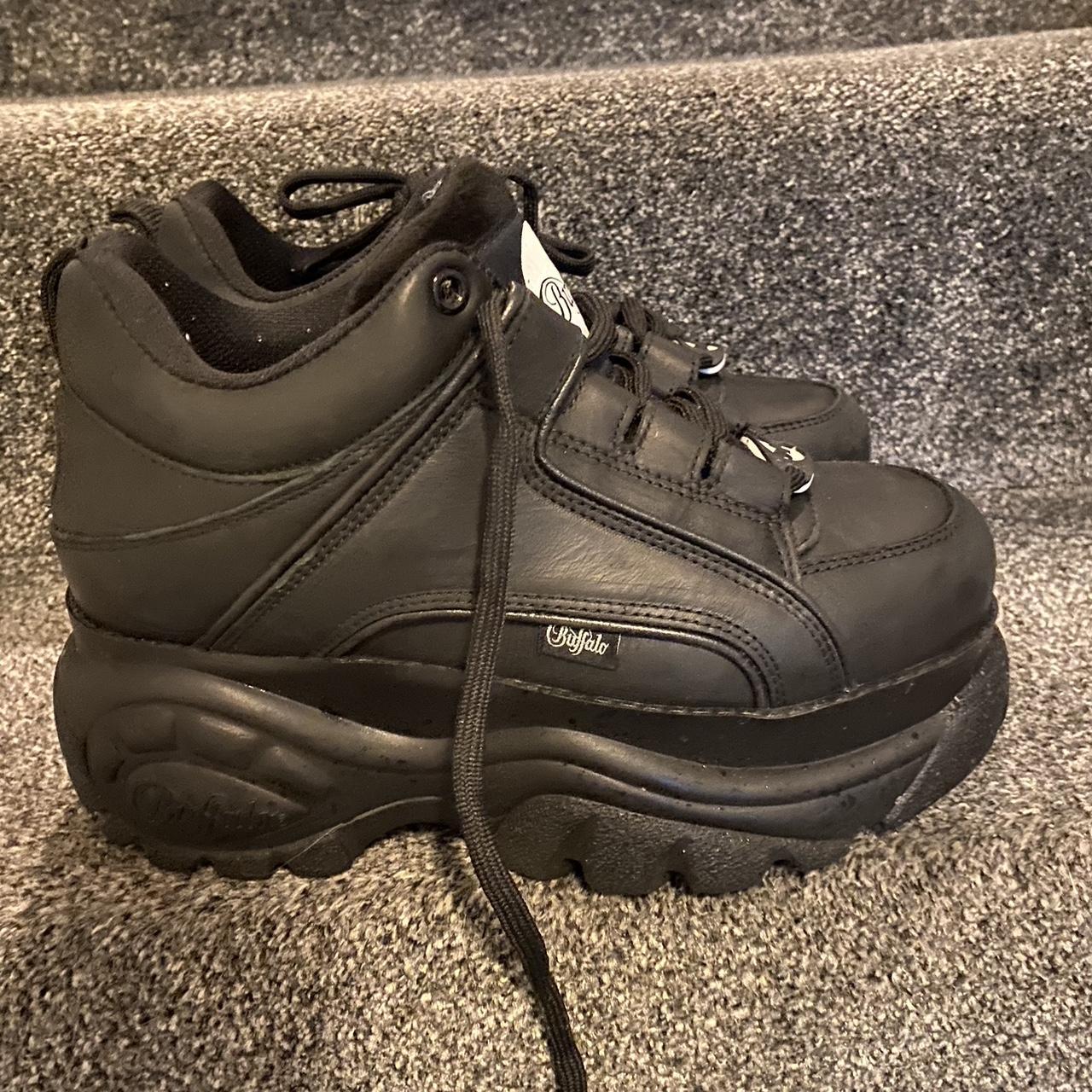 Black Leather Buffalo Platform Trainers. Worn Once!... - Depop