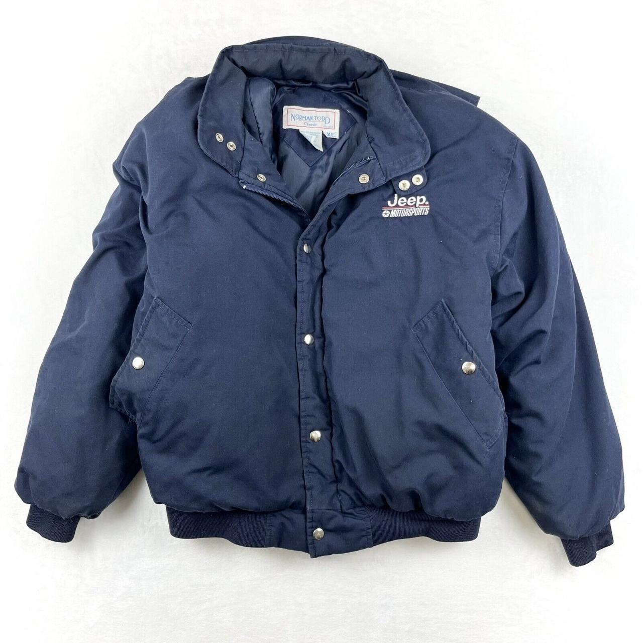 Vtg Blue Jeep Motorsports Puffer Coat Jacket Boxy-XL... - Depop