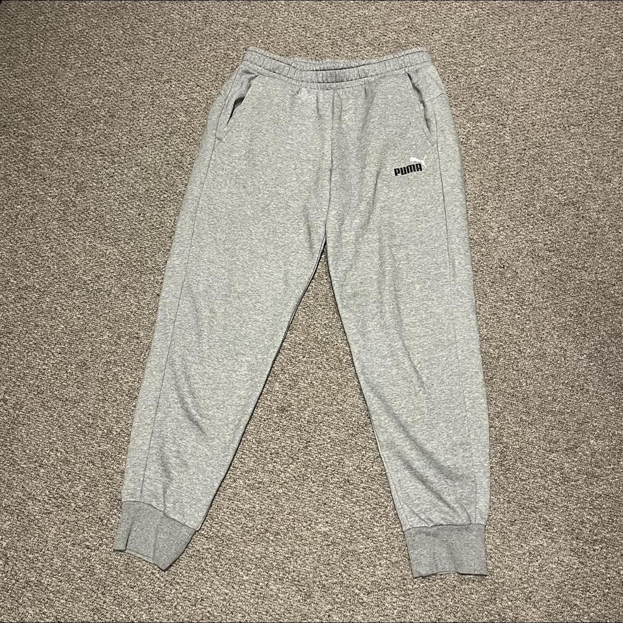 puma grey cuffed joggers size: L perfect... - Depop