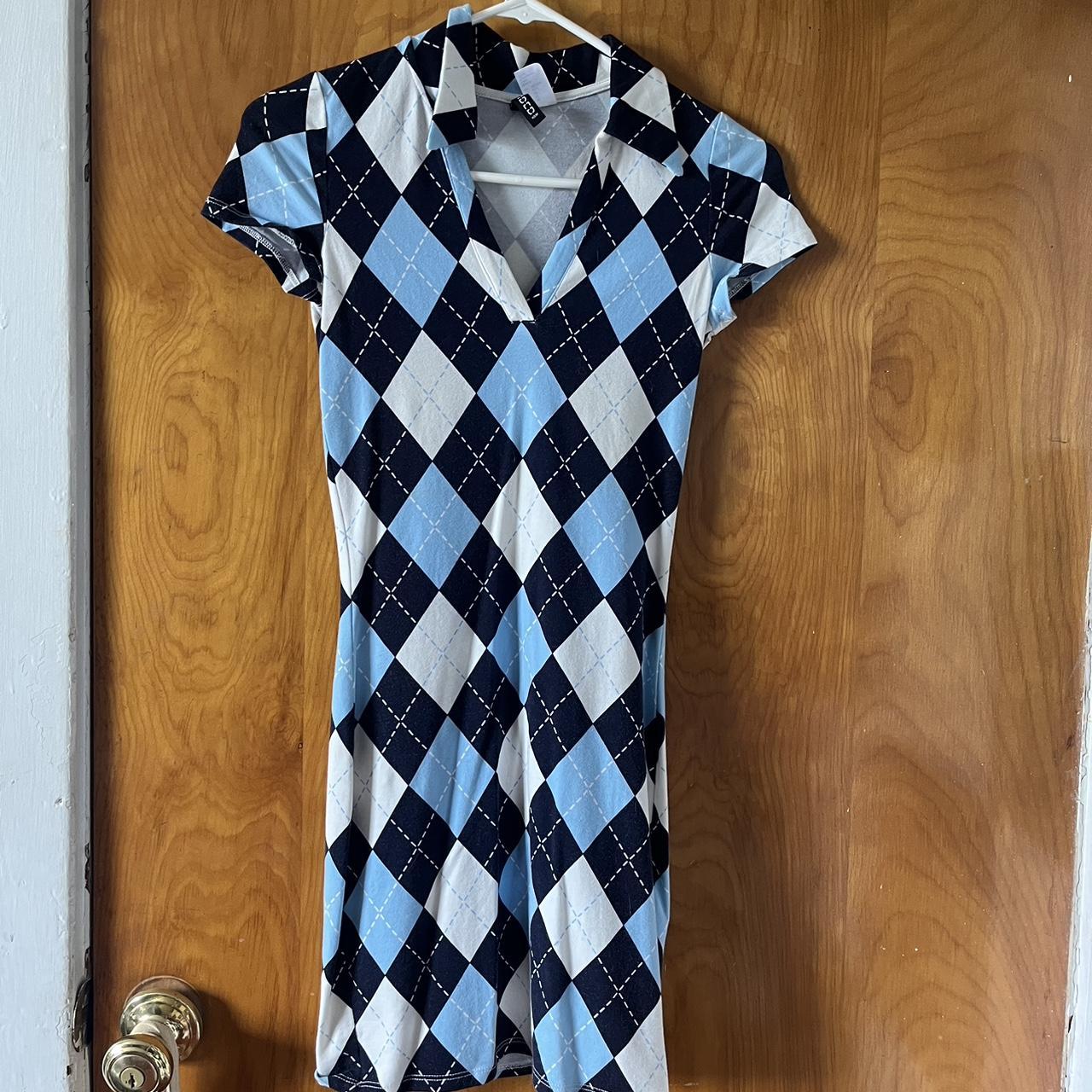 Skin Tight Diamond Patterned Dress, V Neck - Depop