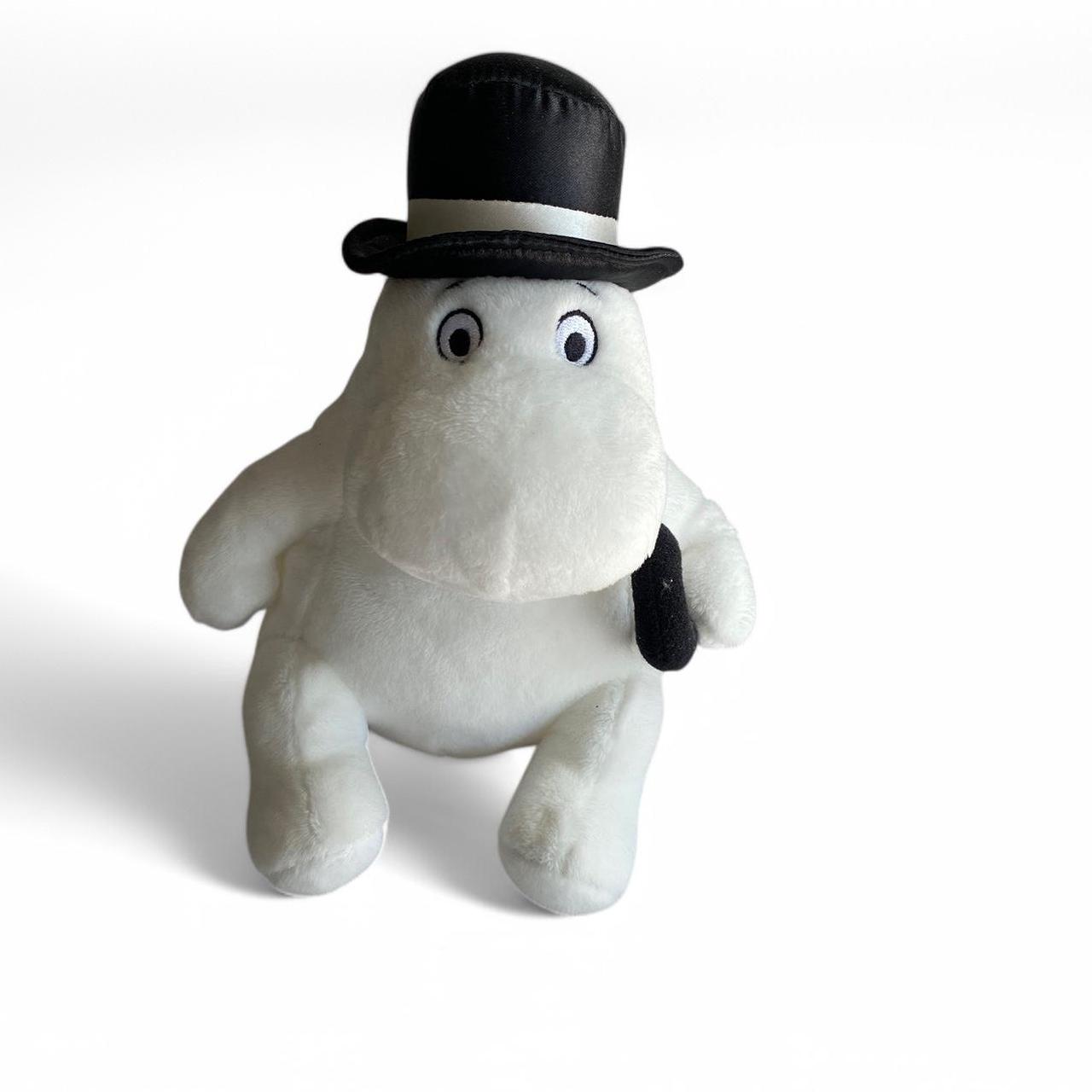 Moominpappa white Moomin plush toy with black hat... | Depop