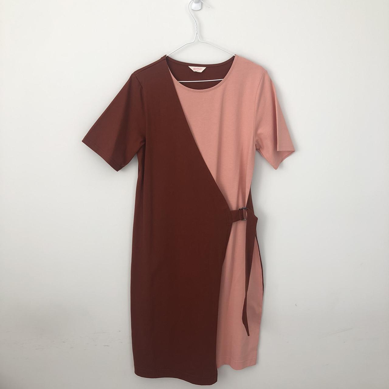 Gorman burgundy and peach wrap dress. Size 8... | Depop