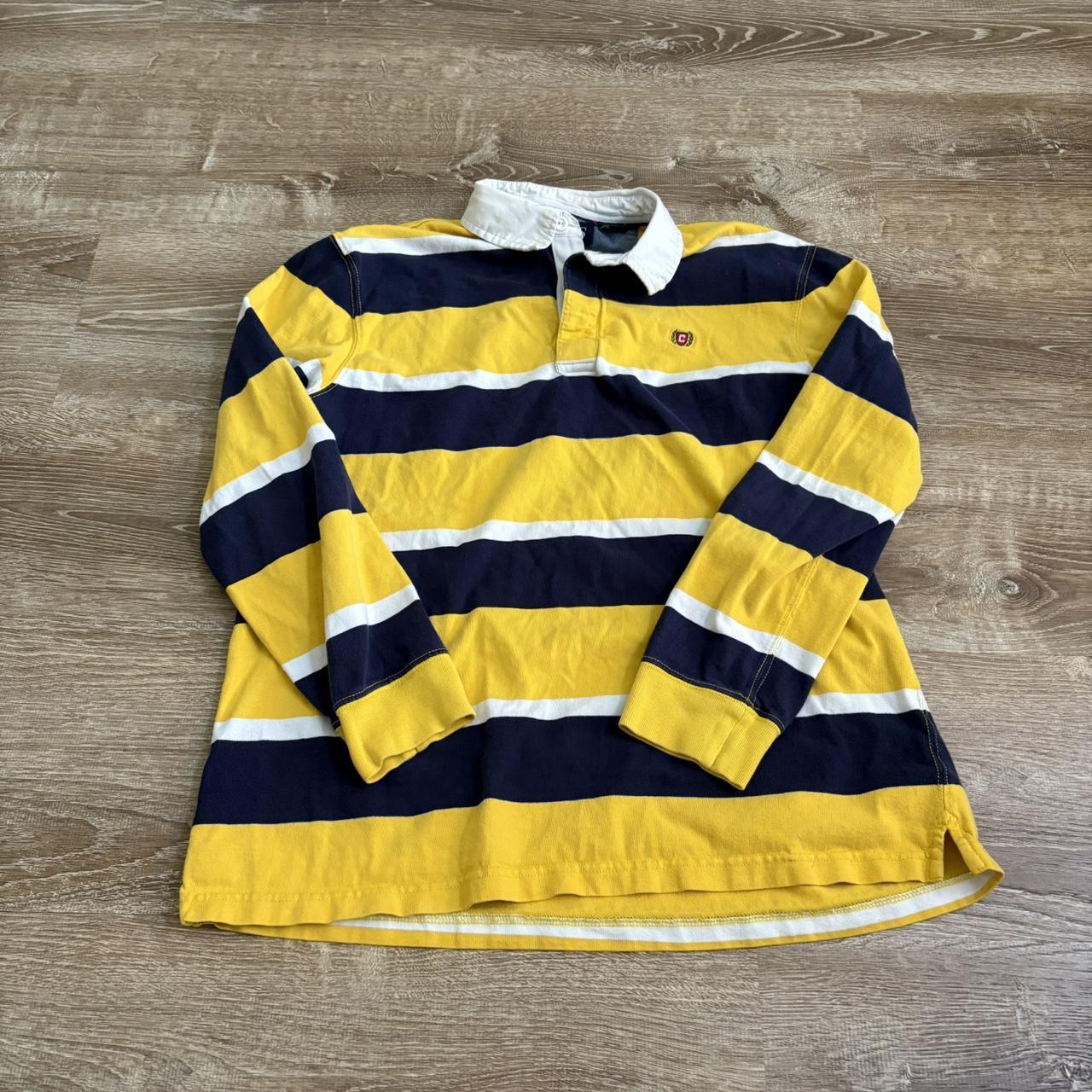 ~chaps blue and yellow rugby polo ~size large | Depop