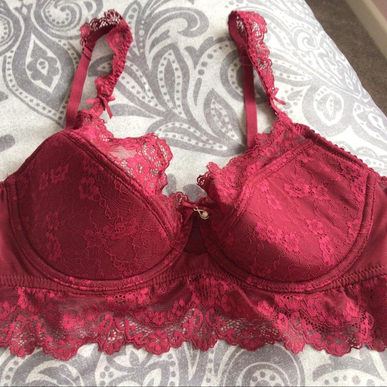 Matching bra and thong set Burgundy colour Lacey straps - Depop