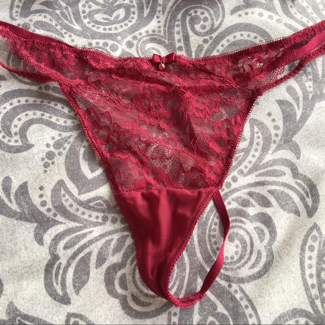 Matching Bra And Thong Set Burgundy Colour Lacey Straps Depop