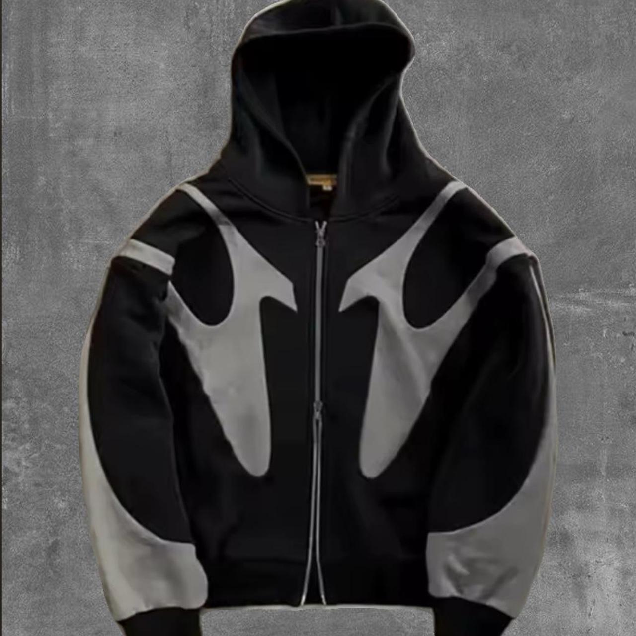 Y2K Devil Pattern Zip-Up Hoodie – Harajuku... | Depop