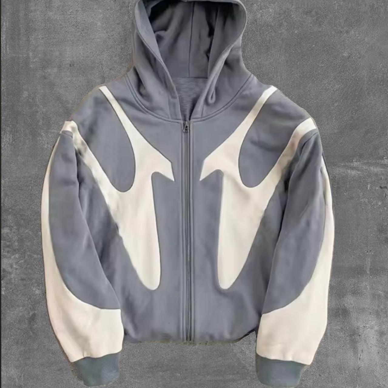 Y2K Devil Pattern Zip-Up Hoodie – Harajuku... | Depop