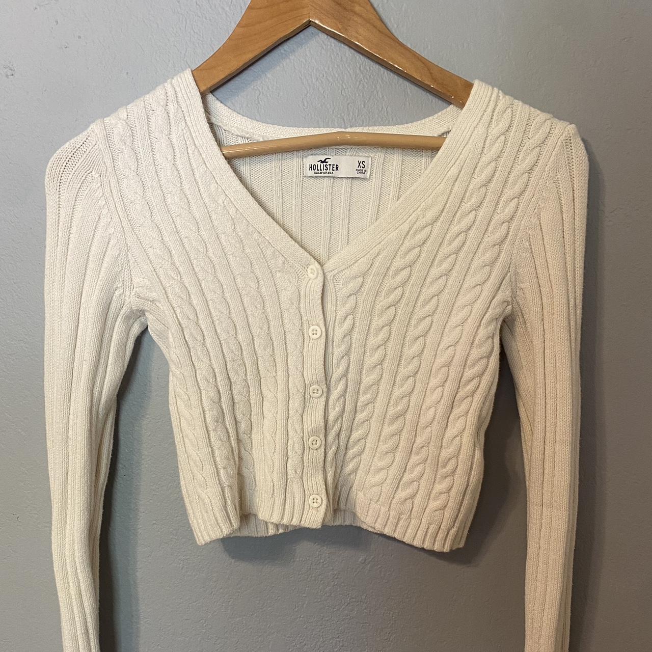 white small hollister knit sweater • no paypal... - Depop
