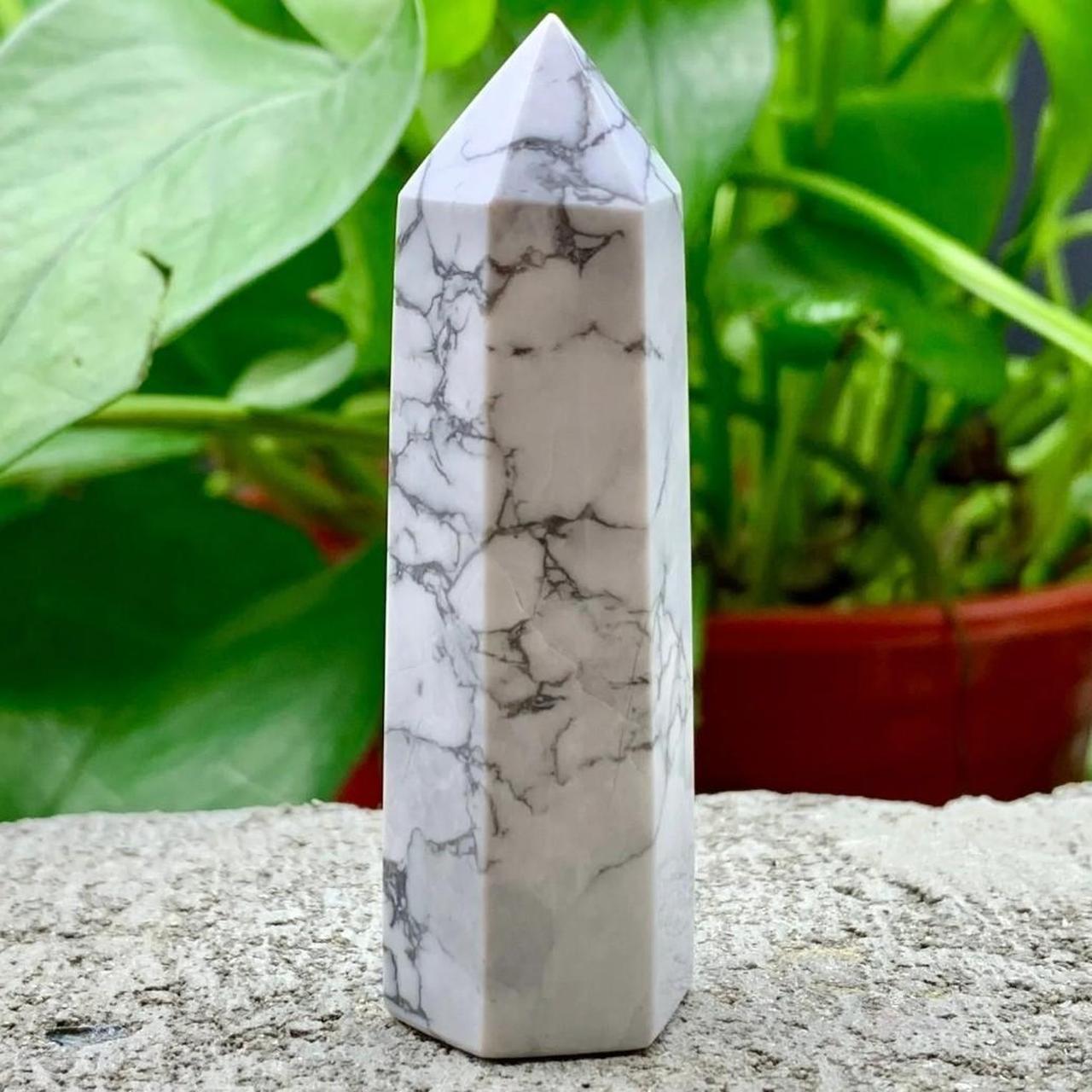 Howlite Crystal Tower 49g genuine polished tower... - Depop